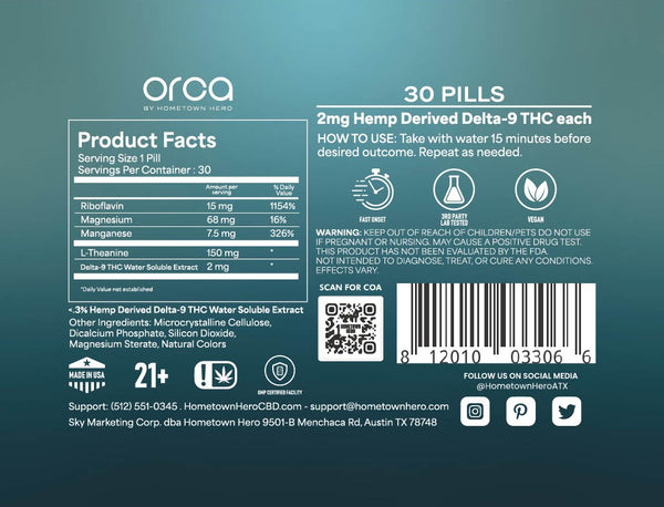 ORCA Recovery Pills: Vegan THC & Minerals for Post-Workout - 30ct ...